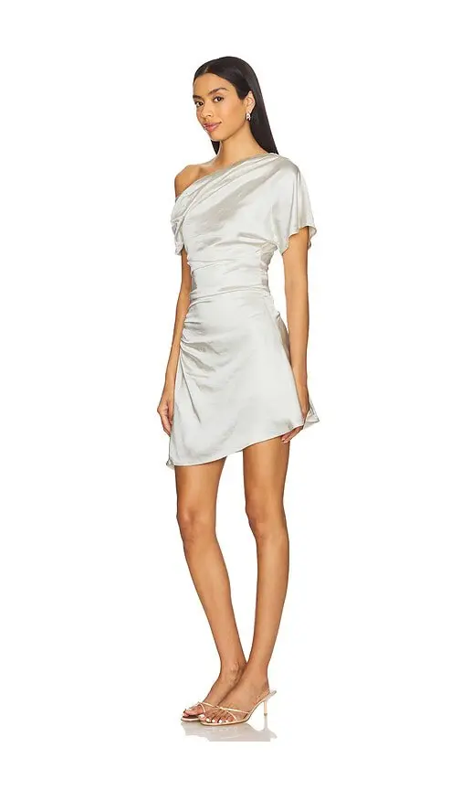 ELLIATT Asymmetrical Ruched Satin Mini Dress