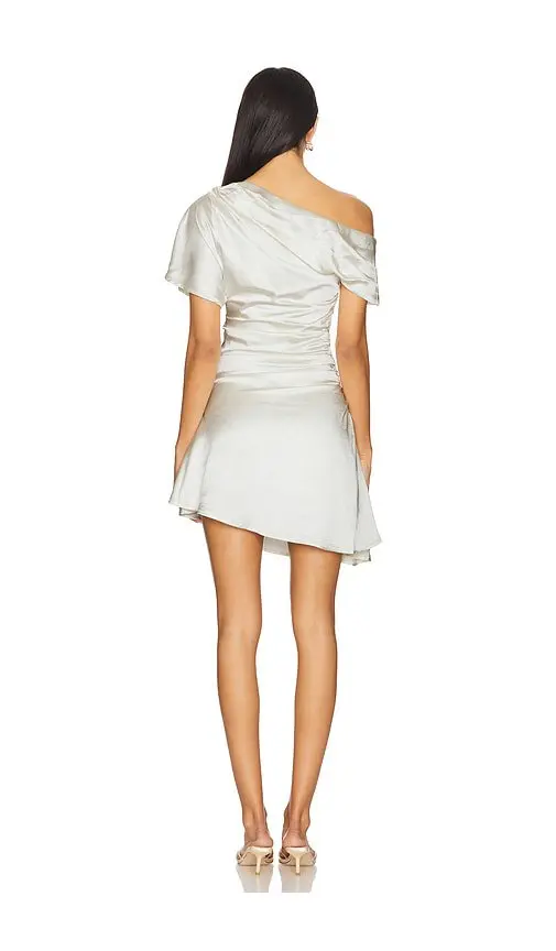 ELLIATT Asymmetrical Ruched Satin Mini Dress