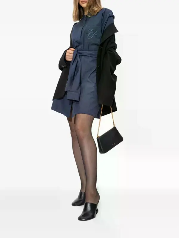 emporio armani shirt dress Collared Belted Shirt Dress