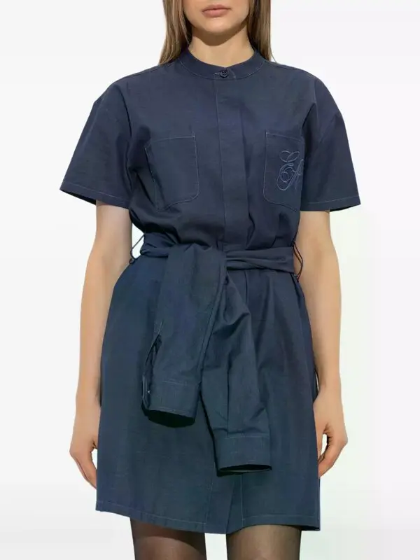 emporio armani shirt dress Collared Belted Shirt Dress