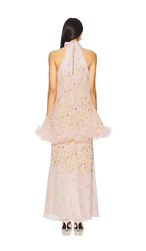 ELLIATT Tulsia Cape Maxi Dress - Pink Multi | Editorialist