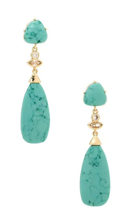 Ettika Statement Drop Earrings - Turquoise & Gold
