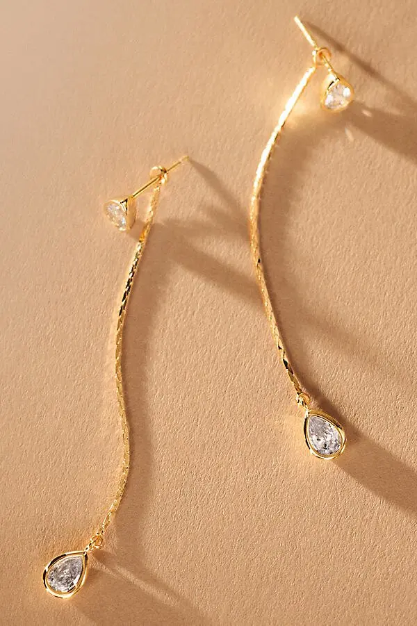 A.B. ELLIE Bezel Teardrop Strand Earrings - Gold