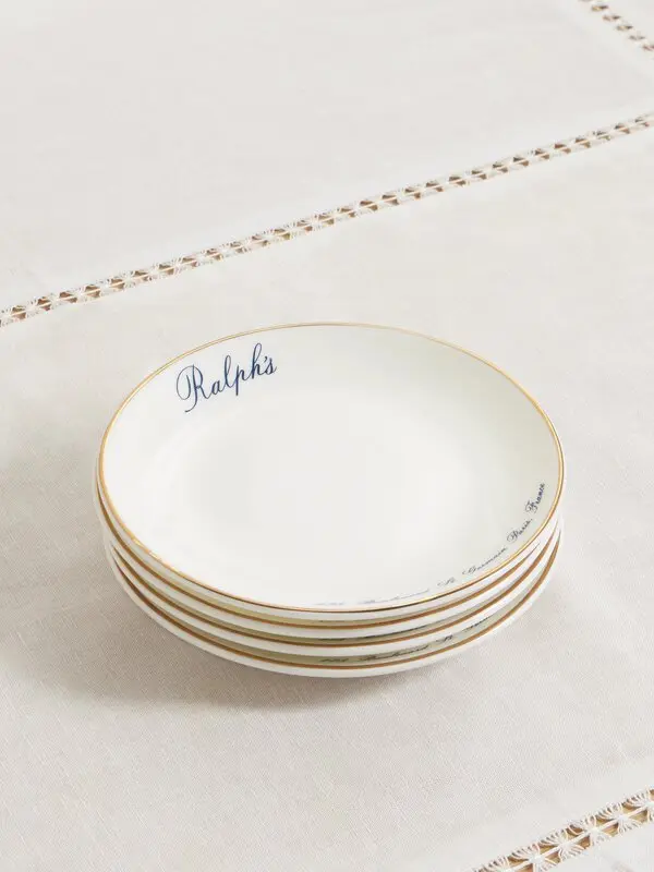 Ralph Lauren S Set Of Four Bone China Canapé Plates - White