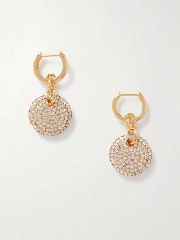 ROXANNE ASSOULIN Pavé Lentil Crystal Hoop Earrings - Gold