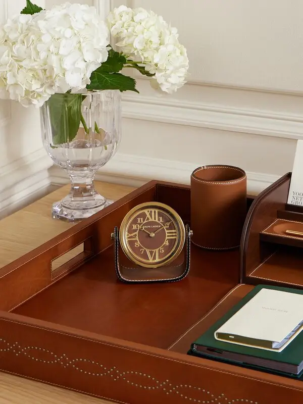 Ralph Lauren Chelsea Clock Brennan Gold-tone And Leather Clock