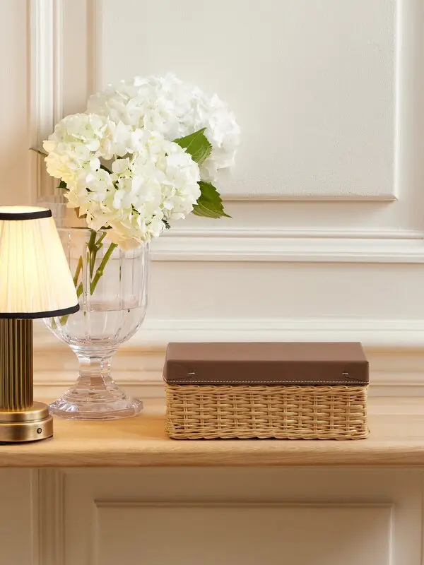 Ralph Lauren Bailey Small Wicker And Embossed Leather Box