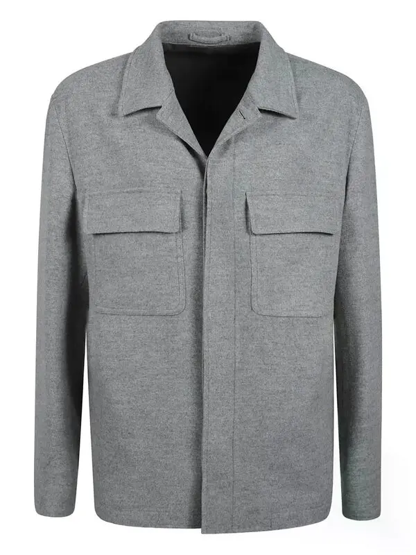 LARDINI Heather Mélange Effect Shirt Jacket - Grey