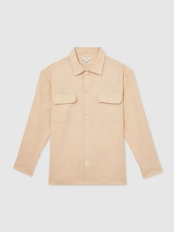 REISS Eze Linen Twin-pocket Overshirt