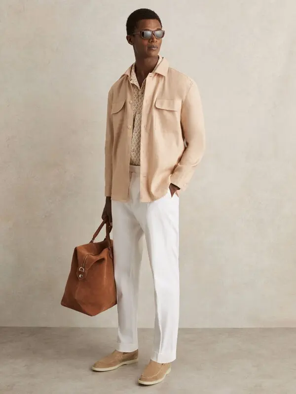 REISS Eze Linen Twin-pocket Overshirt