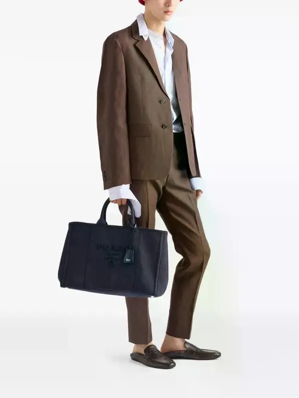 Prada Extra-large Cotton Canvas Tote Bag - Blue