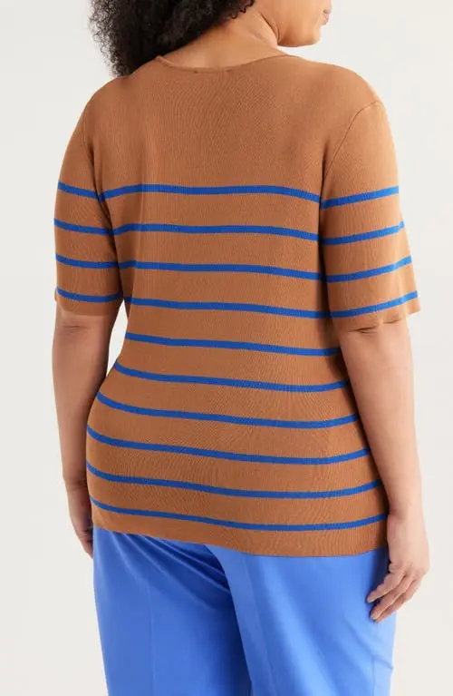 TAHARI ASL Striped Fine-gauge Knit Sweater