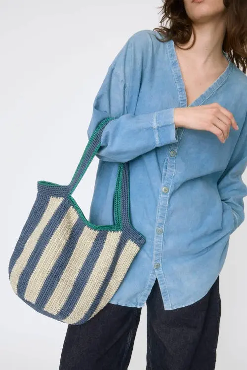 THE SAK 120 Hand-crocheted Tote Bag - Maritime Stripe