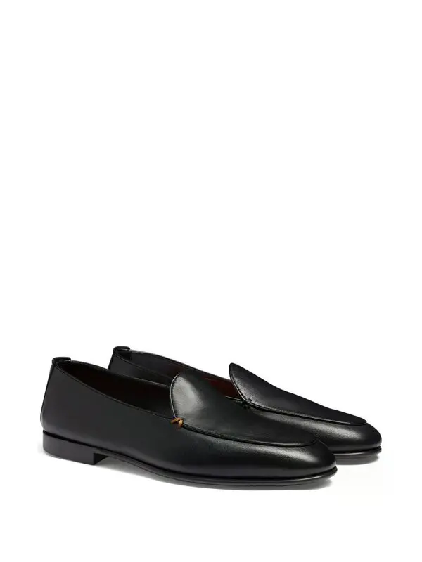 Santoni Leather Loafers - Black
