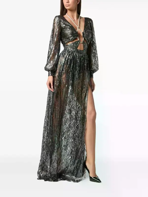 Philipp Plein Crystal Lace Maxi Dress