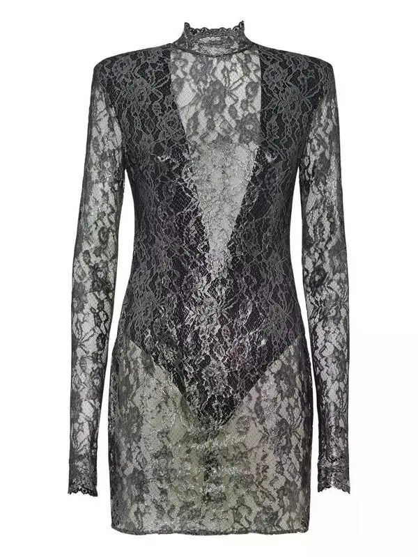 Philipp Plein Crystal Lace Mini Dress
