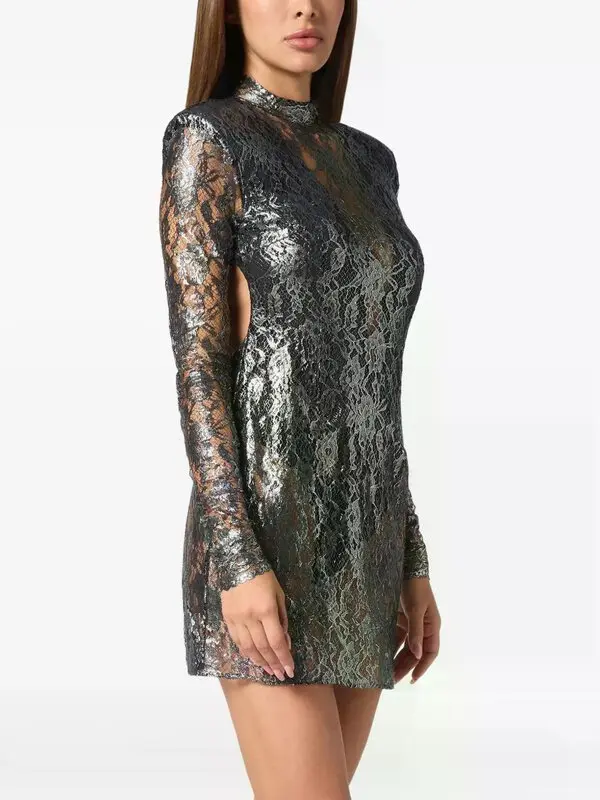 Philipp Plein Crystal Lace Mini Dress
