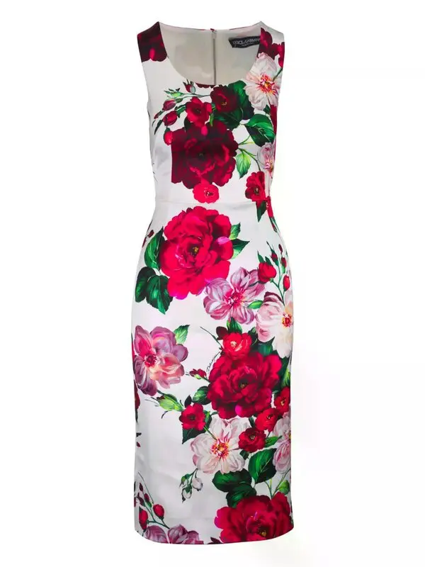 Dolce & Gabbana Floral-print Midi Dress - White