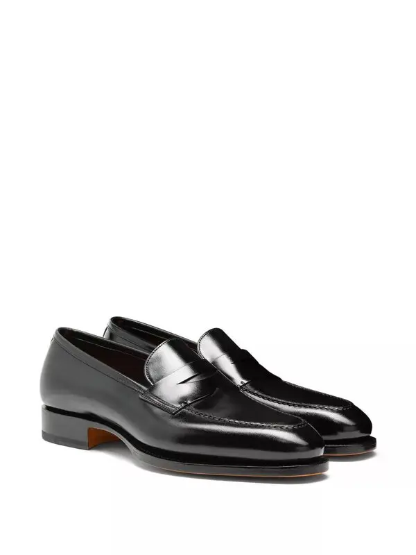 Santoni Leather Loafers - Black