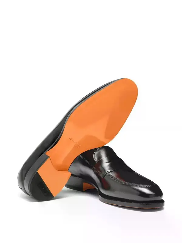 Santoni Leather Loafers - Black