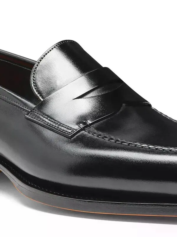 Santoni Leather Loafers - Black