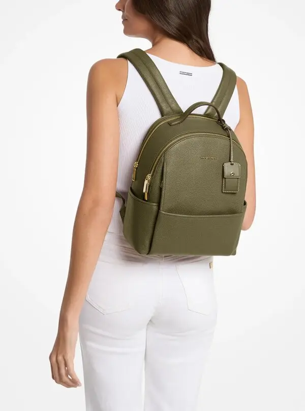 Michael Kors Sable Medium Pebbled Leather Backpack - Green