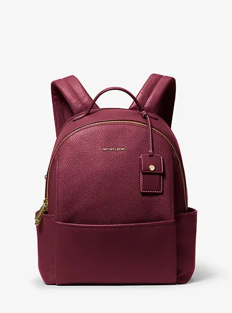 Michael Kors Dark Purple Backpack with Tan Accents MICHAEL KORS JET SET ITEM MEDIUM CHAIN LEATHER BACKPACK  main image 4