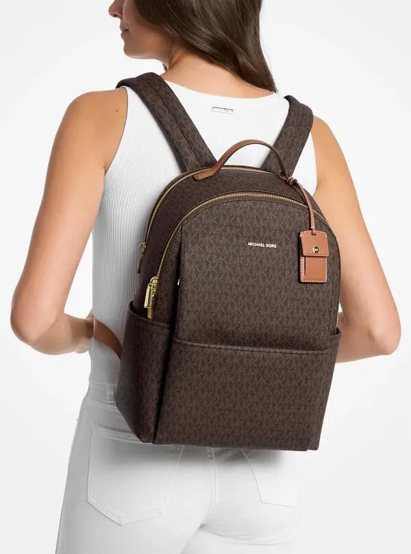 Michael Kors Large Signature Logo Backpack - Brown