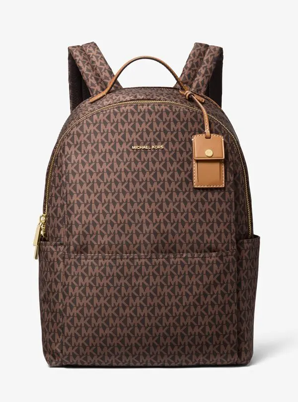 Michael Kors Sable Large Printed Signature Logo Backpack - Brown