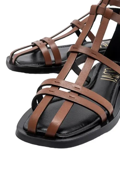 FOREVER & ALWAYS SHOES Odeil Leather Sandals - Cognac Brown Leather