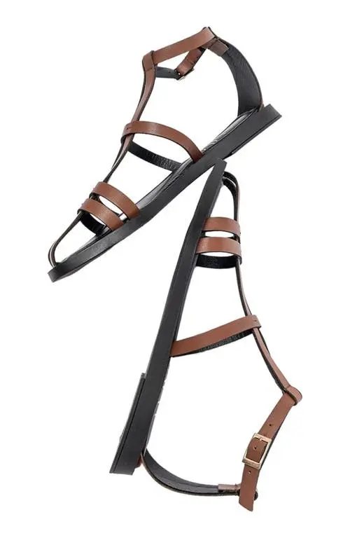 FOREVER & ALWAYS SHOES Odeil Leather Sandals - Cognac Brown Leather