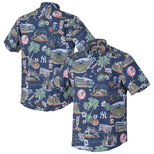 Reyn Spooner New York Yankees Scenic Tri-blend Button-down Shirt - Navy