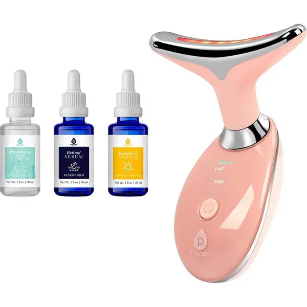 PURSONIC 7-in-1 Led Beauty Device & Anti-aging Serum Set Bundle - Multicolor