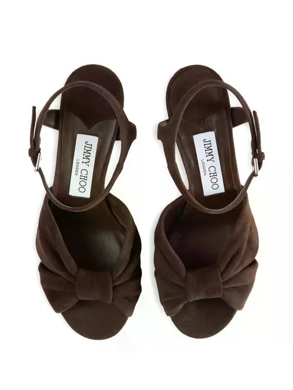 JIMMY CHOO Heloise 80 Suede Platform Sandals - Brown