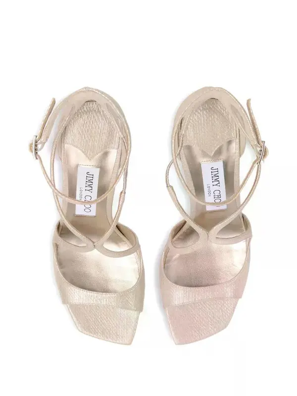 JIMMY CHOO Azia 95 Metallic Leather Sandals - Gold