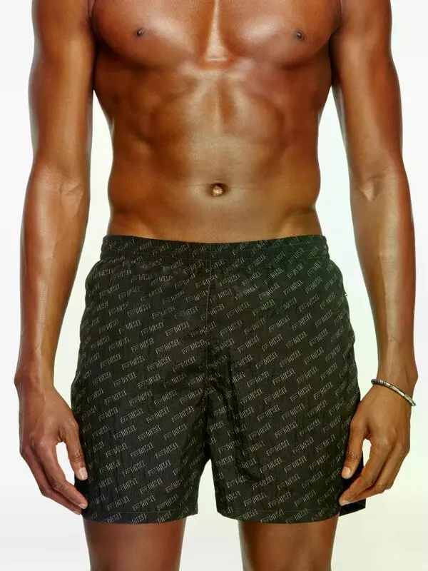 DIESEL Patterned Swim Shorts - Black