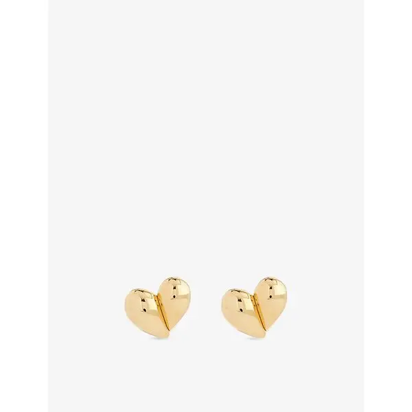 Bottega Veneta Drop Heart 18ct -plated Sterling Silver Stud Earrings - Yellow Gold