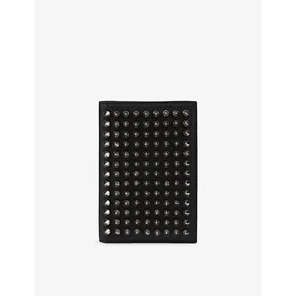 CHRISTIAN LOUBOUTIN Funky Spike-embellished Leather Passport Holder - Black/gun Metal