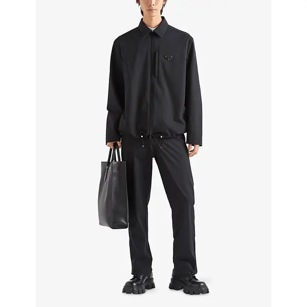 Prada Logo-embellished Stretch-woven Trousers