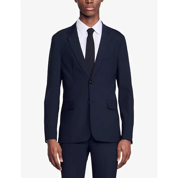 Sandro Lapel-collar Slim-fit Stretch Wool-blend Blazer