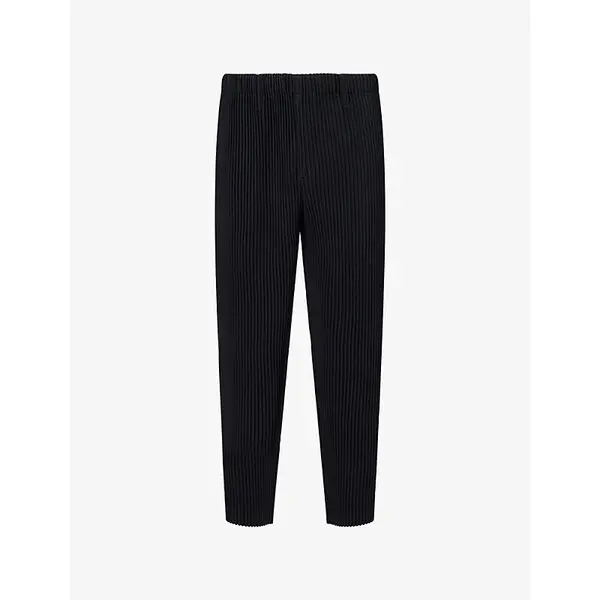 Issey Miyake Basics Straight-leg Pleated Knitted Trousers - Black