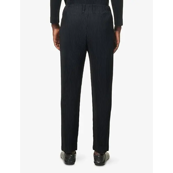 Issey Miyake Basics Straight-leg Pleated Knitted Trousers - Black