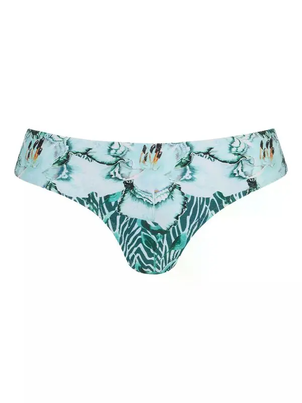 TEMPERLEY LONDON Liana Floral-print Bikini Bottom - Blue