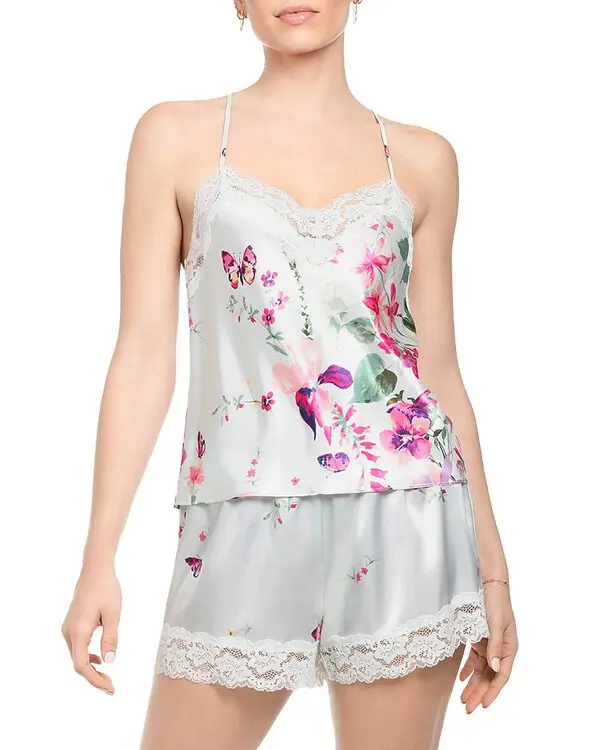 IN BLOOM BY JONQUIL Lace Trim Floral Camisole Pajama Set - Pale Sage