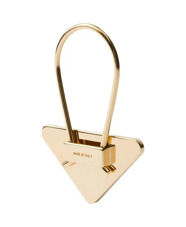 Prada Enameled Metal Key Ring - Black/gold