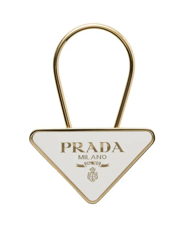 Prada Enameled Metal Key Ring - Gold/silver