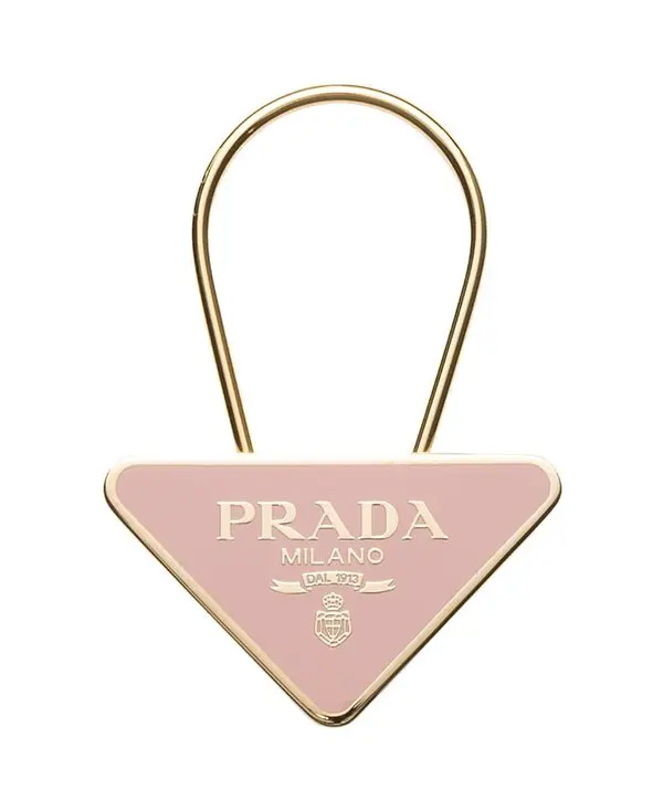 Prada Enameled Metal Key Ring - Pink/gold