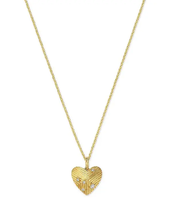 SYDNEY EVAN 14k Yellow Diamond Scatter Heart Pendant Necklace - Gold
