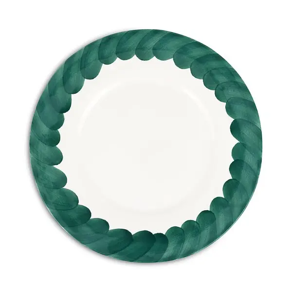 VIETRI Lisbon Green Brushstroke Round Platter - White