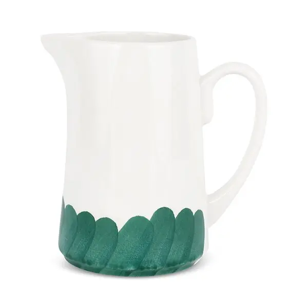 VIETRI Lisbon Green Brushstroke Pitcher - White